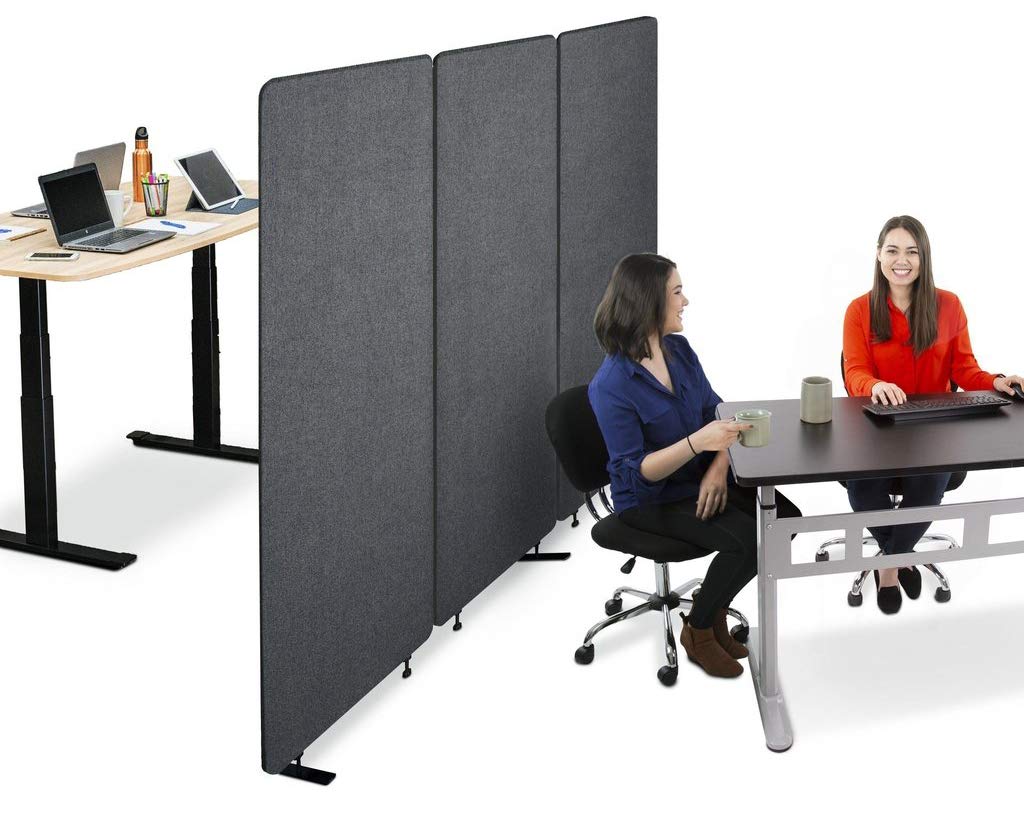 Stand Steady ZipPanels Office Partition | Room Dividers | Three Zip Together Panels Provide Privacy and Reduce Ambient Noise in Workspace, Classroom and Healthcare (Dark Gray)