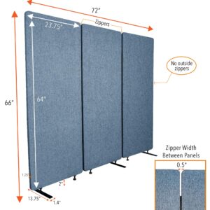 Stand Steady ZipPanels Office Partition | Room Dividers | Three Zip Together Panels Provide Privacy and Reduce Ambient Noise in Workspace, Classroom and Healthcare (Dark Gray)