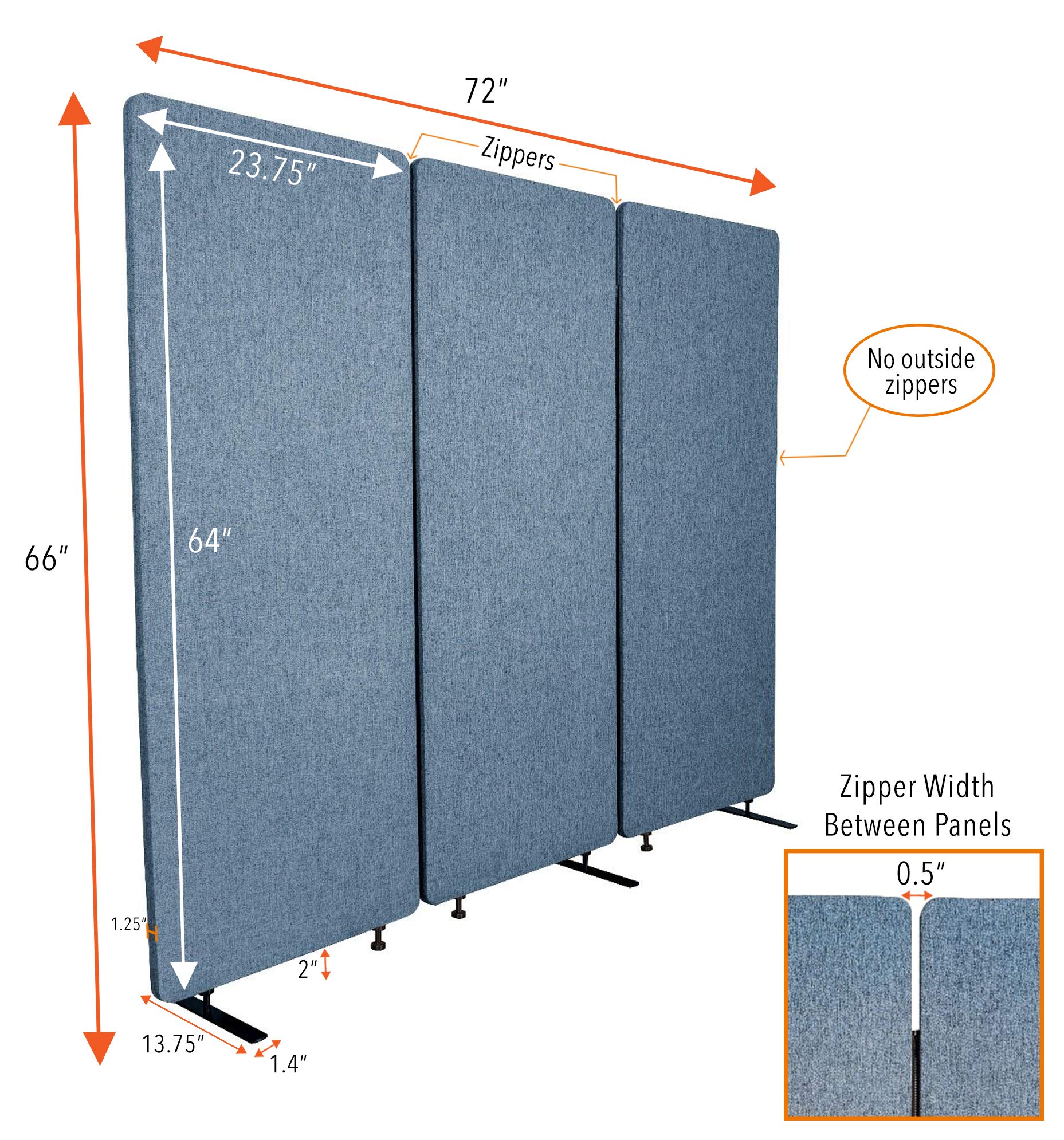 Stand Steady ZipPanels Office Partition | Room Dividers | Three Zip Together Panels Provide Privacy and Reduce Ambient Noise in Workspace, Classroom and Healthcare (Dark Gray)