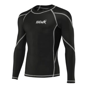 mens compression shirts base layer athletic gym mma bjj rash guard no gi full long sleeve rashguard shirt for men (black, medium)