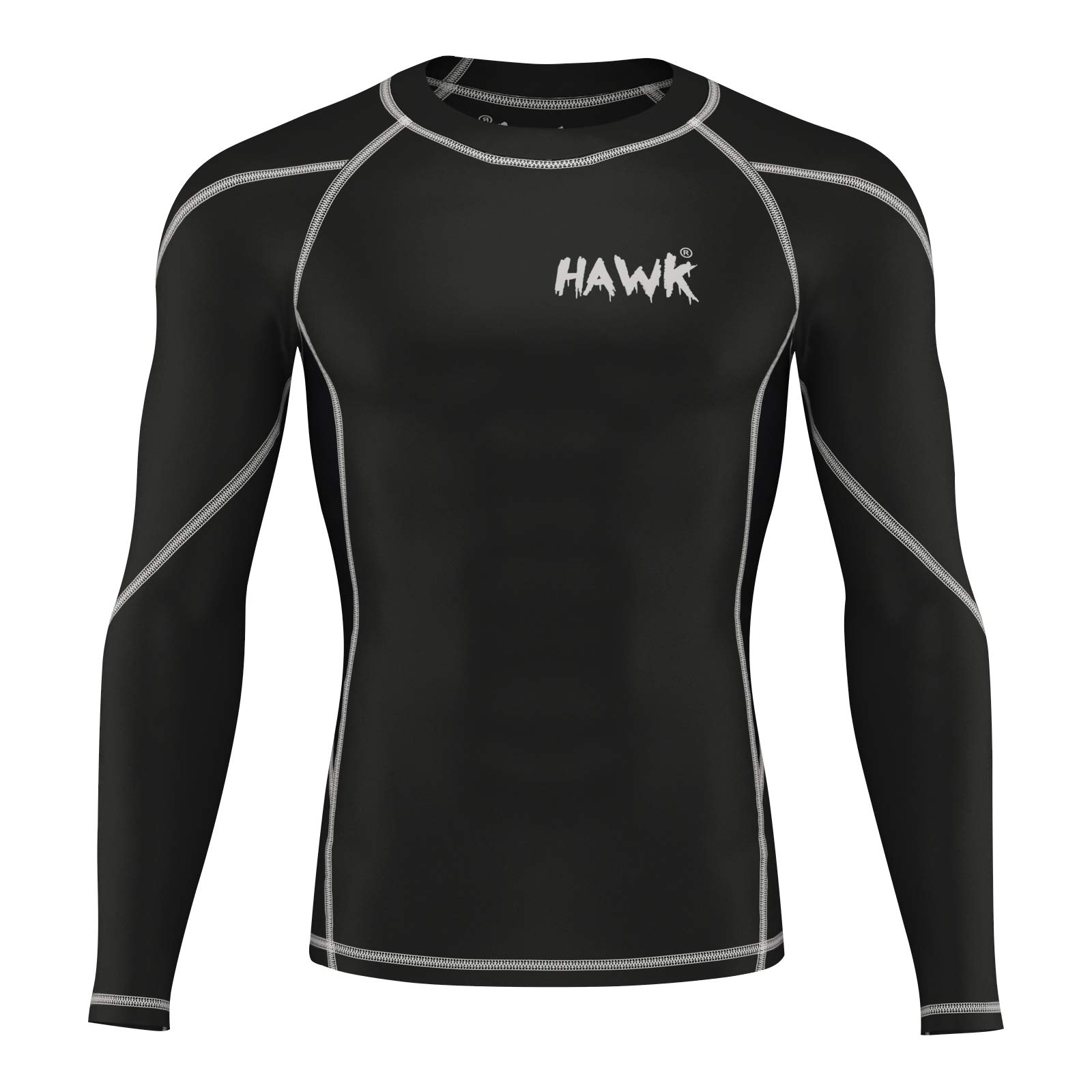 Mens Compression Shirts Base Layer Athletic Gym MMA BJJ Rash Guard No Gi Full Long Sleeve Rashguard Shirt for Men (Black, Medium)