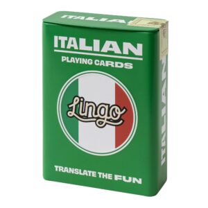 italian lingo playing cards in wayfarer tin box | travel flashcards | learn italian vocabulary in a fun & easy way | 52 essential translations