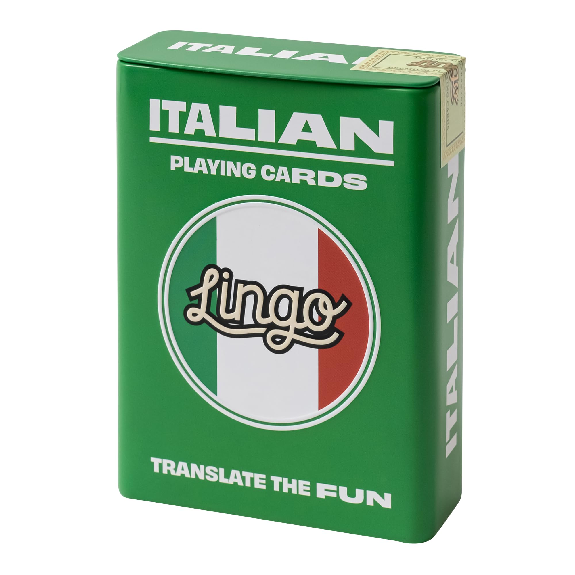 Italian Lingo Playing Cards in Wayfarer Tin Box | Travel Flashcards | Learn Italian Vocabulary in A Fun & Easy Way | 52 Essential Translations