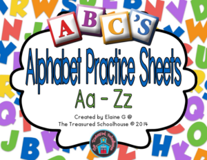 alphabet abc practice sheets aa-zz