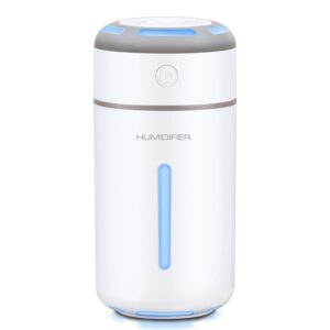 madetec ultrasonic cool mist humidifier portable mini usb air humidifier for car travel office baby bedroom home with 7 colors night light and auto shut-off (230ml)