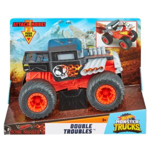 hot wheels bone shaker monster truck double troubles 1:24 scale transforming trucks ages 3 to 5