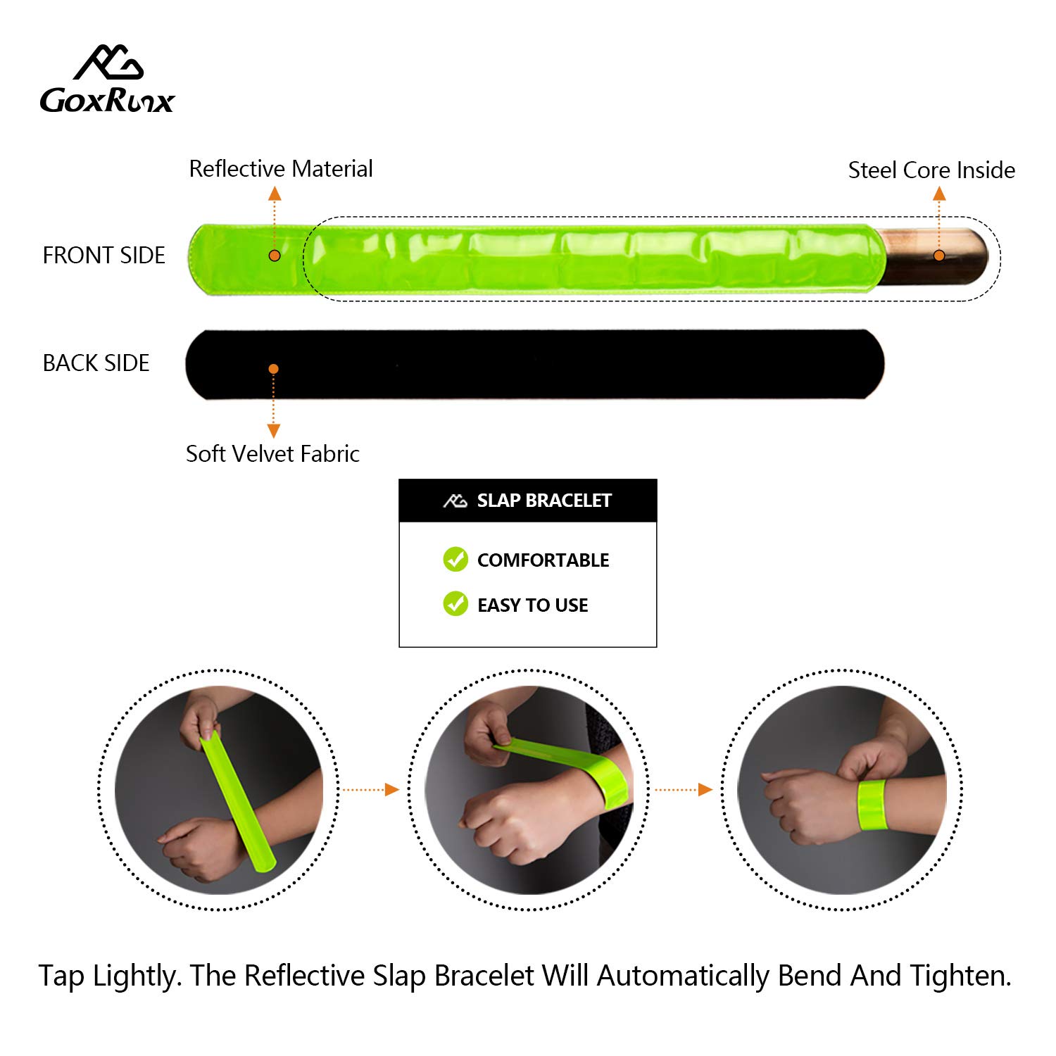 Reflective Bands Running Gear 6 Pack-Adjustable Reflective Armband Arm Wrist Ankle Leg Bands Reflectors -Reflective Tape Straps for Clothing Night Running Cycling Walking -Slap Bracelets,Green