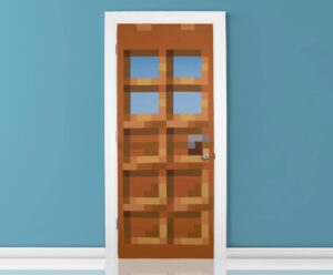 ukonic minecraft oakdoor fabric door cling | 34 x 82 inches