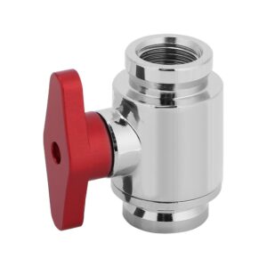 Bewinner Water Cooling Valve G1/4 Internal Threads Valves Water Ball Valve with Handle Design for Computer Water Cooling System (Red Handle)