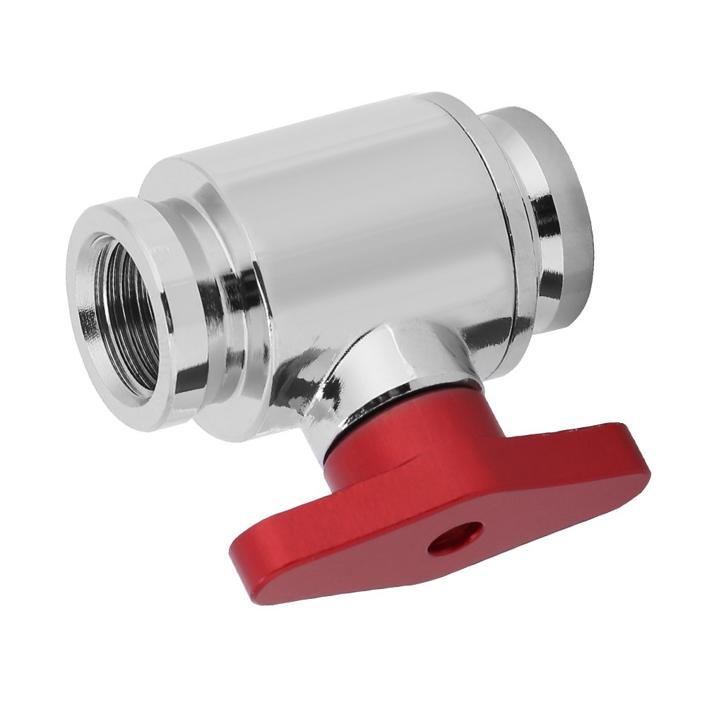 Bewinner Water Cooling Valve G1/4 Internal Threads Valves Water Ball Valve with Handle Design for Computer Water Cooling System (Red Handle)