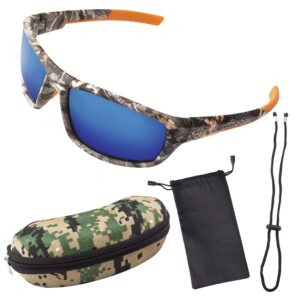 polarized camouflage sport fishing sunglasses for men and women - ideal, blue, s