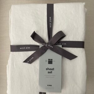 West Elm BELGIAN LINEN Sheet Set~King~*~White~*~