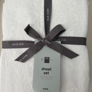 West Elm BELGIAN LINEN Sheet Set~King~*~White~*~