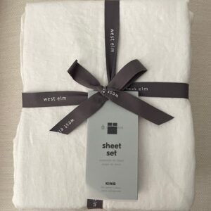 West Elm BELGIAN LINEN Sheet Set~King~*~White~*~