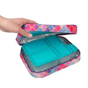 Bentology Lunch Box for Girls - Kids Insulated, Durable Lunchbox Tote Bag Fits Bento Boxes, Containers and Bottles, Back to School Lunch Sleeve Keeps Food Hotter or Colder Longer - Mermaid