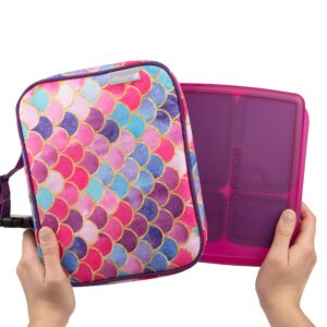 Bentology Lunch Box for Girls - Kids Insulated, Durable Lunchbox Tote Bag Fits Bento Boxes, Containers and Bottles, Back to School Lunch Sleeve Keeps Food Hotter or Colder Longer - Mermaid