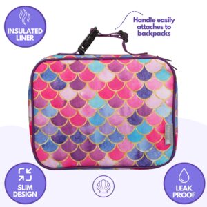 Bentology Lunch Box for Girls - Kids Insulated, Durable Lunchbox Tote Bag Fits Bento Boxes, Containers and Bottles, Back to School Lunch Sleeve Keeps Food Hotter or Colder Longer - Mermaid