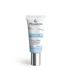 plexaderm 15 ml night time collagen serum for firmer, fuller, more youthful looking skin, anti-aging collagen & peptide serum for women & men, paraben-free, developed in the usa