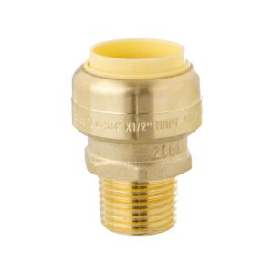 littlewell acpf12mpt8 brass 3/4'' push-fit x 1/2'' npt male pipe thread coupling