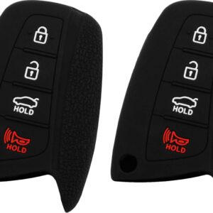 KeyGuardz Keyless Entry Remote Car Smart Key Fob Outer Shell Cover Soft Rubber Case for Hyundai Azera Genesis Santa Fe (Pack of 2)