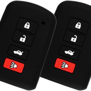 KeyGuardz Keyless Entry Remote Car Smart Key Fob Outer Shell Cover Soft Rubber Protective Case for Toyota Avalon Camry Corolla Highlander Rav4 HYQ14FBA (Pack of 2)