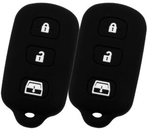 keyguardz keyless remote car key fob shell cover soft rubber for toyota 4runner sequoia hyq12bbx hyq12ban hyq1512y (pack of 2)