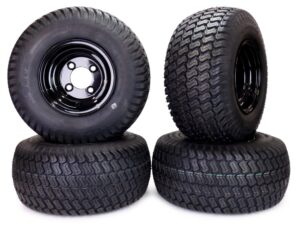 set of 4 18x8.50x8 atv golf go cart lawn mower tractor p322 turf tire rim assembly black steel wheels 18" all terrain tires compatible with ezgo club car yamaha e-z-go golf cart