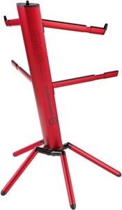 k&m konig & meyer 18860.000.36 spider pro keyboard stand | height & depth adjustment for 2 keyboards | extendable arms | mic boom thread | cable clamp | folds for travel german made red aluminum