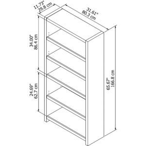 Office by kathy ireland KI60204-03 Echo 5 Shelf Bookcase, Gray Sand