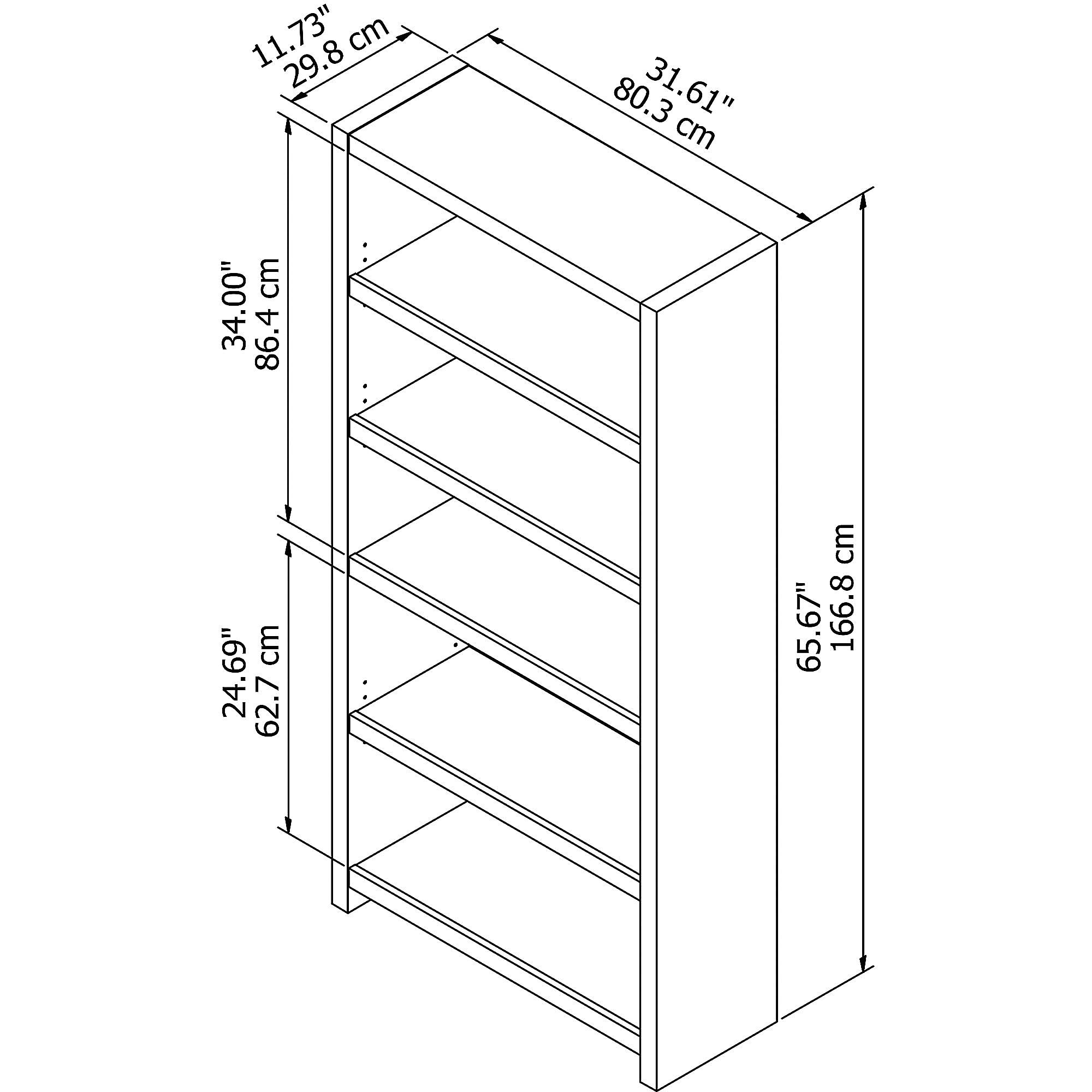 Office by kathy ireland KI60204-03 Echo 5 Shelf Bookcase, Gray Sand