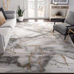 safavieh craft collection area rug - 6'7" square, grey & gold, modern abstract design, non-shedding & easy care, ideal for high traffic areas in living room, bedroom (cft877f)