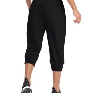 MAGNIVIT Men's Workout 3/4 Joggers Bodybuilding Gym Shorts Capri Pants Black