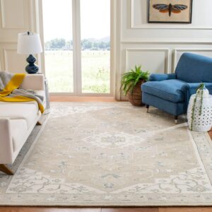 safavieh micro-loop collection area rug - 9' x 12', light grey & ivory, handmade medallion wool, ideal for high traffic areas in living room, bedroom (mlp505f)