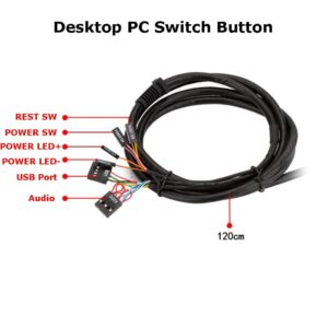 Desktop PC Switch Button with Dual USB Ports Power Reset Button Audio Microphone Port Refit, Desktop Computer Case Motherboard Power Supply Reset HDD Button Switch PC Power Switch for Families/Company