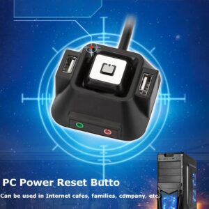 Desktop PC Switch Button with Dual USB Ports Power Reset Button Audio Microphone Port Refit, Desktop Computer Case Motherboard Power Supply Reset HDD Button Switch PC Power Switch for Families/Company