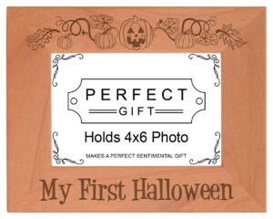 thiswear halloween gifts for baby my first halloween baby frame wood engraved 4x6 landscape picture frame