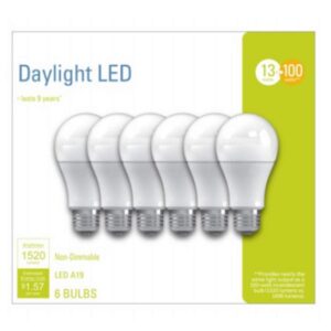 g e lighting 93098310 led light bulbs, frosted daylight, 13-watt, 1100 lumens, 6-pk. - quantity 1