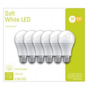 led a19 e26 sw 100w 6pk