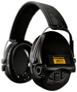 sordin supreme pro-x ear defenders for hunting & shooting - active & electronic - leather band & foam kits - black ear muffs