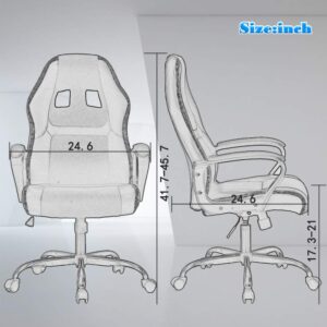 Office Chair PC Gaming Chair Cheap Desk Chair Ergonomic PU Leather Executive Computer Chair Lumbar Support for Women, Men (White)