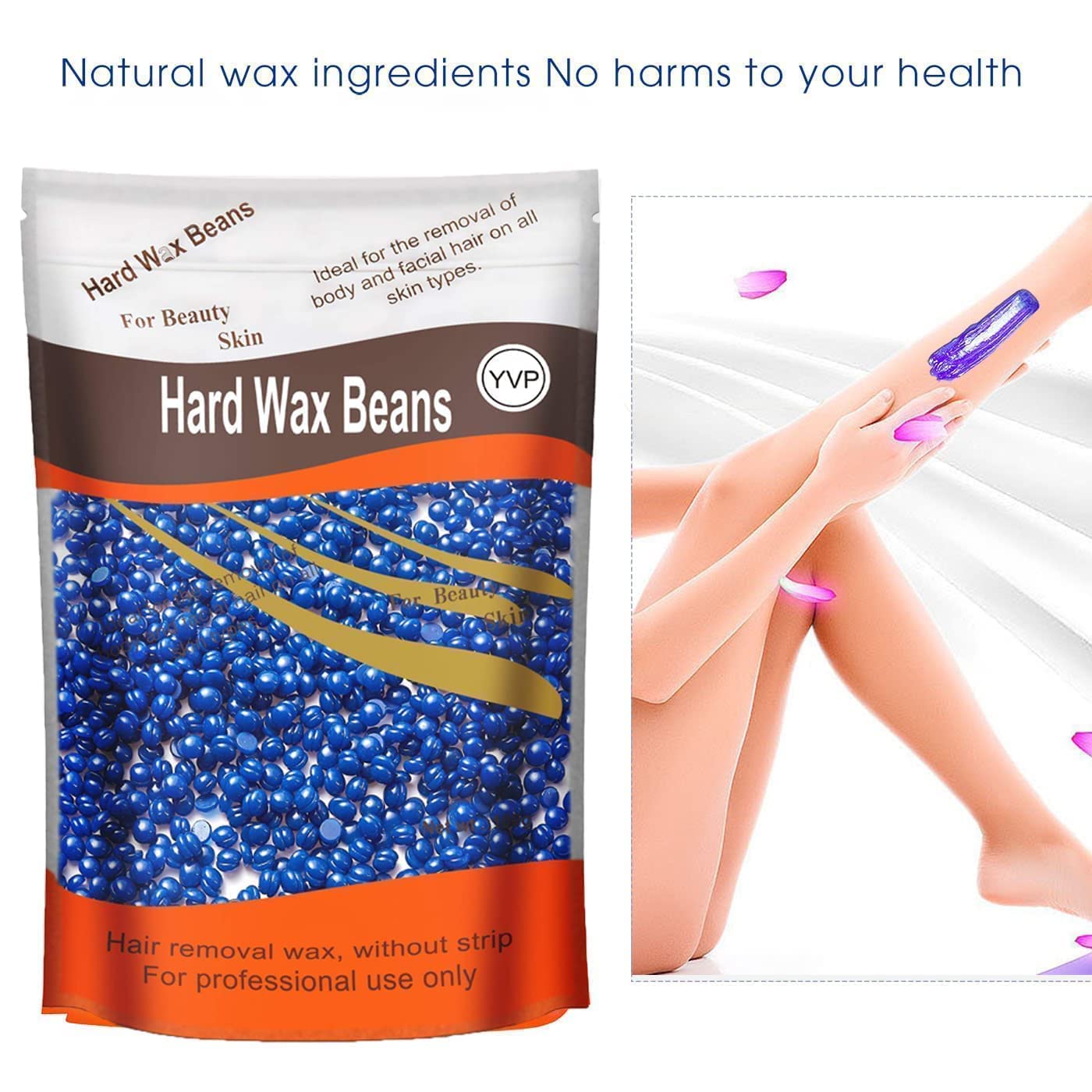 Hard Wax Beads for Hair Removal, Yovanpur Wax Beads for Sensitive Skin, Har Wax Beans for Coarse Hair, Waxing beads for Face, Eyebrow, Body, Bikini, Brazilian At Home 300g (10 Oz)/bag（Chamomile)