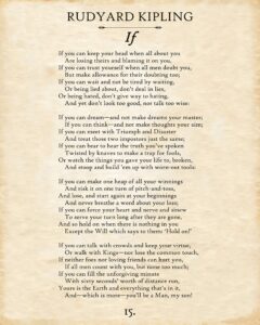 rudyard kipling - if - inspirational sayings wall decor, motivational poem poster, canvas wall art for home and office, inspiring literature gift, choose unframed book poster poster or canvas arts