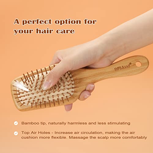 BFWood Bamboo Paddle Hairbrush with Bamboo Bristles for Massaging Scalp