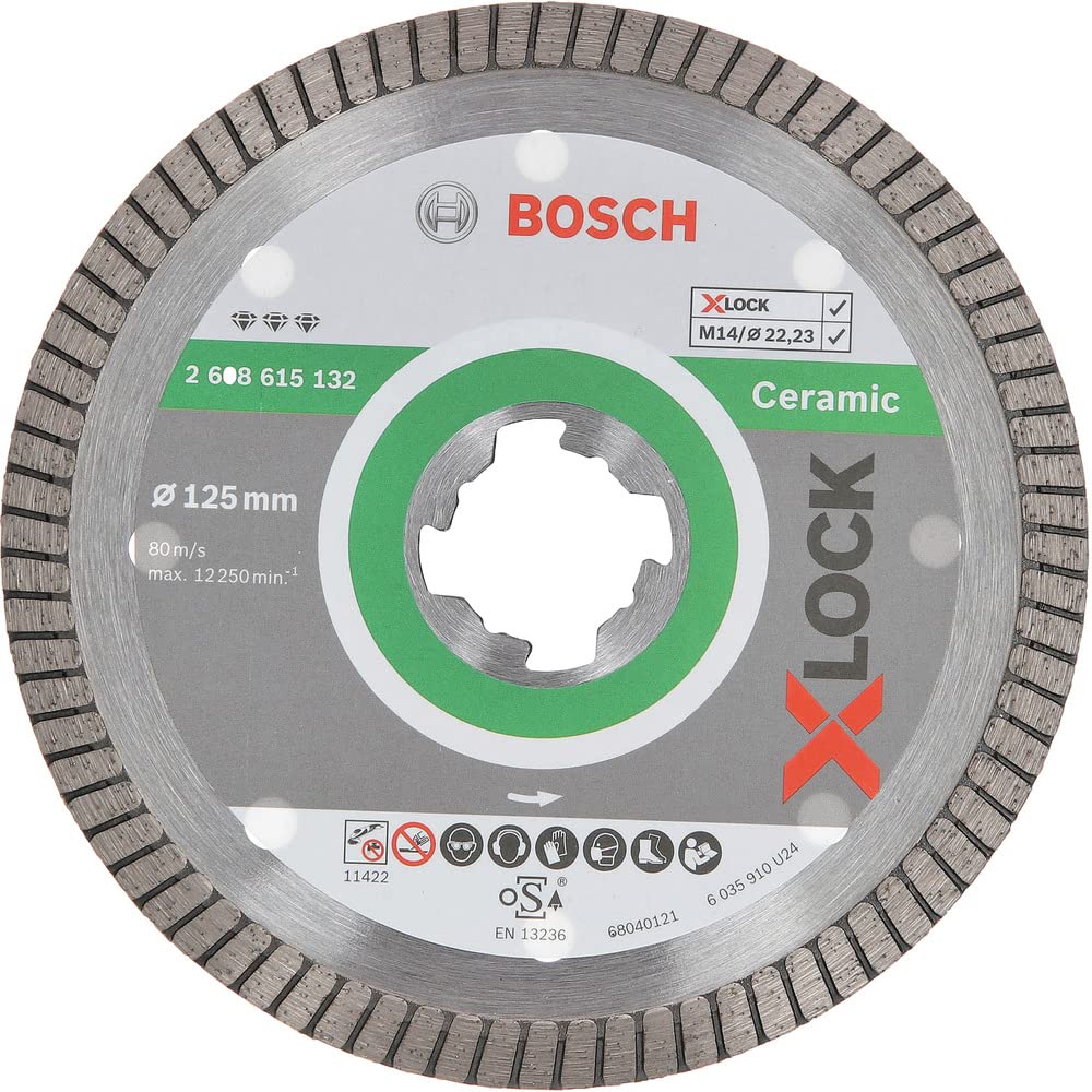 Bosch Professional 1x Diamond Cutting Disc Best (for Ceramic, X-Lock, Extraclean Turbo, Ø 125 mm, Accessories for Angle Grinders)