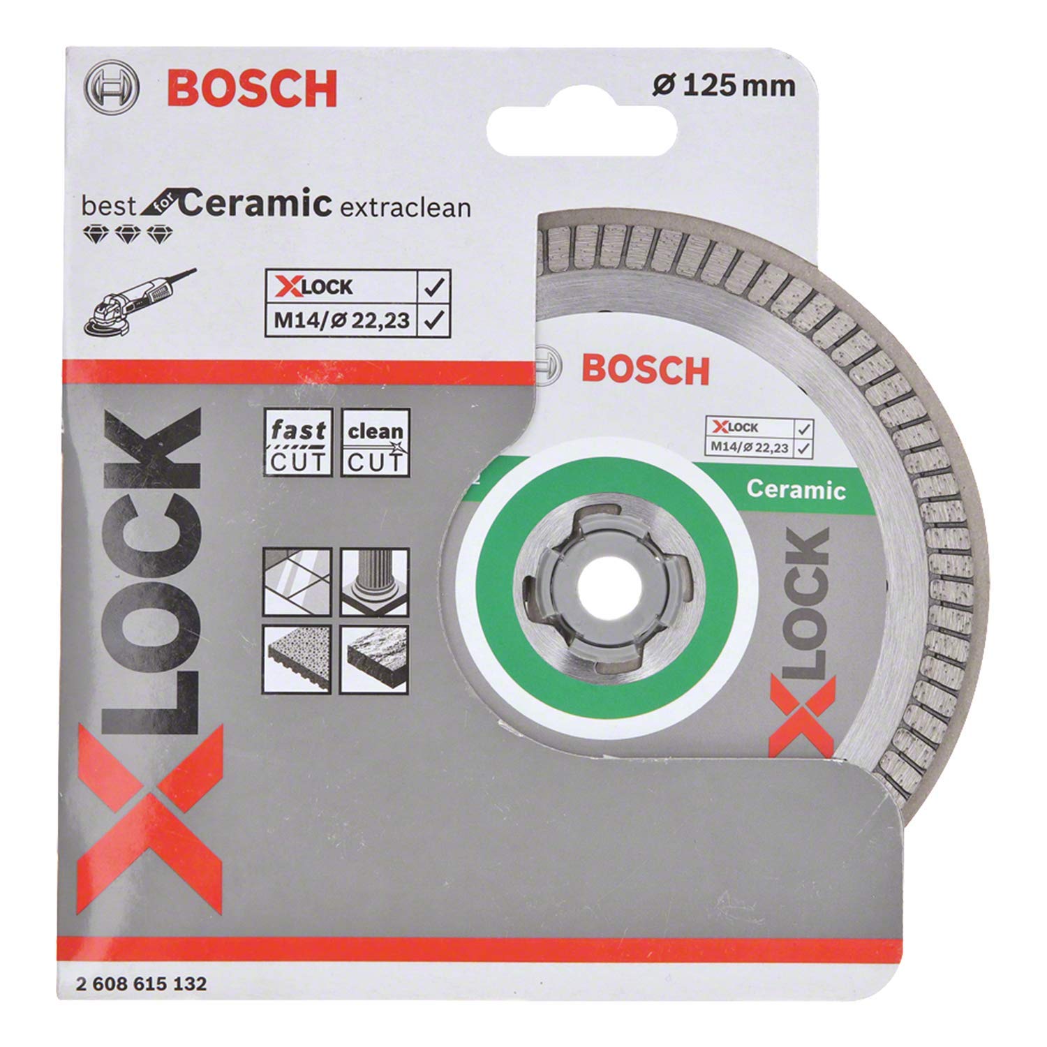 Bosch Professional 1x Diamond Cutting Disc Best (for Ceramic, X-Lock, Extraclean Turbo, Ø 125 mm, Accessories for Angle Grinders)