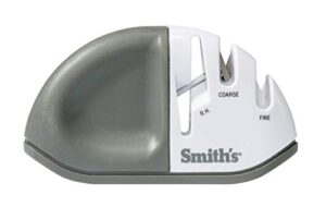 smith's 51003 diamond edge grip™ max 2-stage sharpener – white - compact - non-slip base - patented v grip – sharpen knives & scissors - diamond & ceramic sharpeners