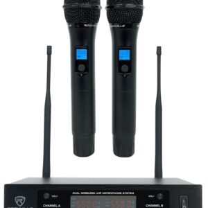 Rockville RPG152K 15" Powered Speakers w/Bluetooth+Dual UHF Wireless Mics+Stands