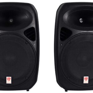 Rockville RPG152K 15" Powered Speakers w/Bluetooth+Dual UHF Wireless Mics+Stands