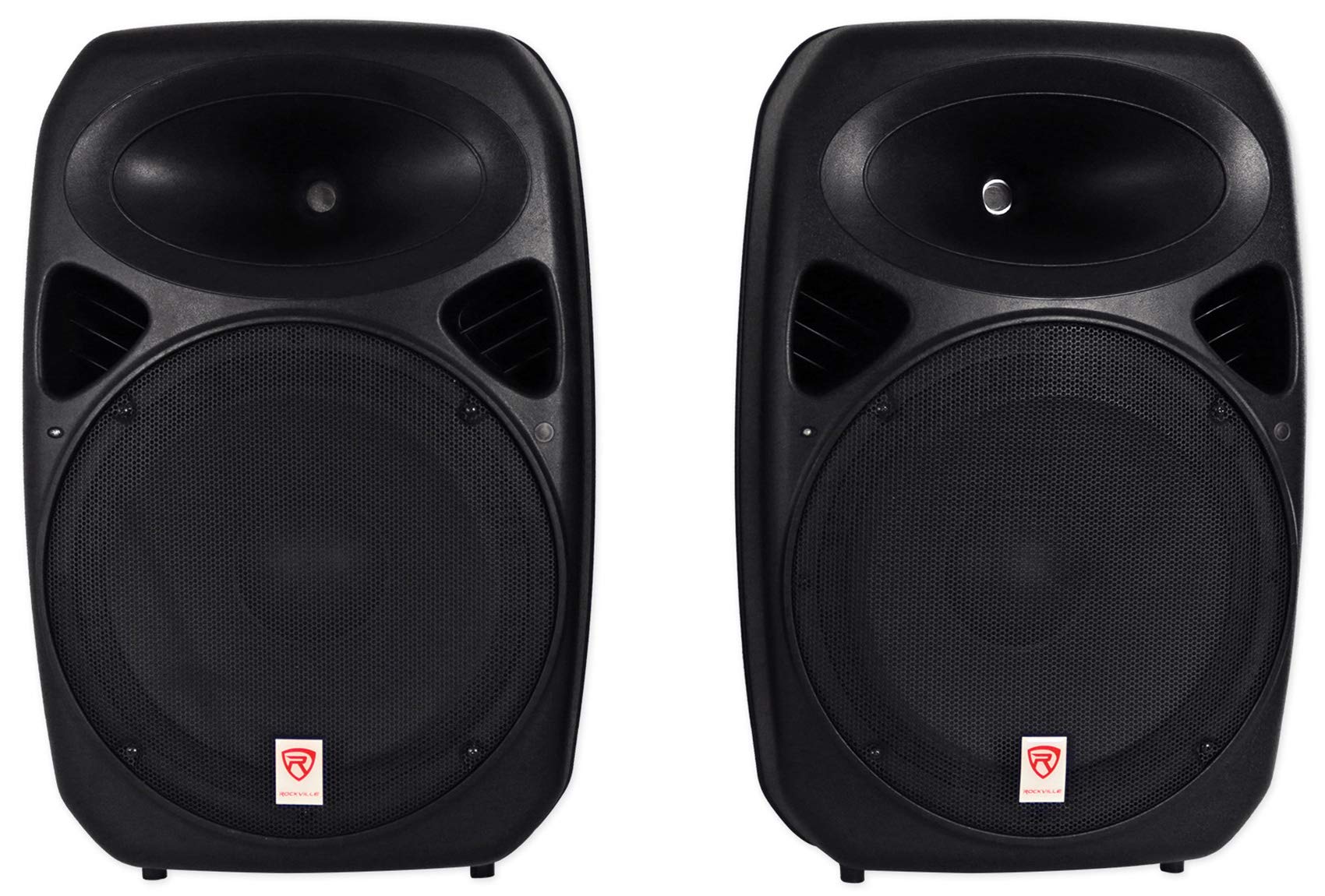 Rockville RPG152K 15" Powered Speakers w/Bluetooth+Dual UHF Wireless Mics+Stands