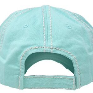 Funky Junque Distressed Baseball Cap Vintage Dad Hat - Mama Bear Lace (Mint)